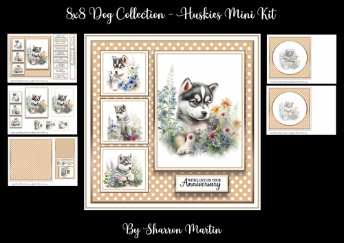 8x8 Huskies Mini Kit - x5 A4 Sheets - CUP1207549_1495 | Craftsuprint