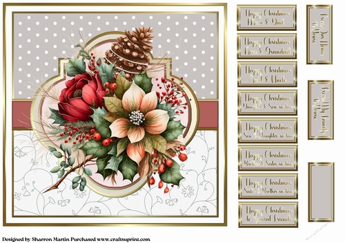 8x8 Christmas Floral 16 Card Front with Sentiments - CUP1224440_1495 ...
