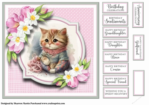 8x8 Cute Kitty 2 Card Front with Sentiments - CUP1224453_1495 ...