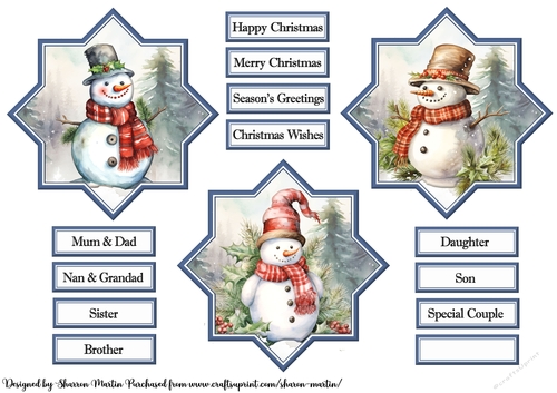 Christmas Snowmen Toppers and sentiments 10-12 - CUP1225548_1495 ...