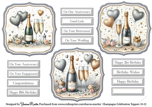Champagne Celebrations Triple Toppers 10-12 with Sentiments ...