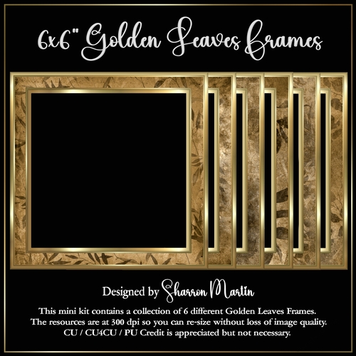 6x6 Golden Leaves Frames Collection 1 - x6 Frames in PNG & JPEG ...