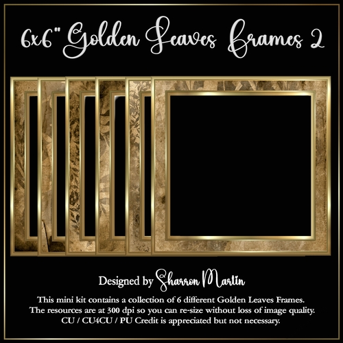 6x6 Golden Leaves Frames Collection 2 - x6 Frames in PNG & JPEG ...