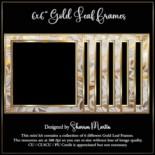 6x6 Gold Leaf Frames (Square) - x6 Frames in PNG - CUP1294821_1495 ...