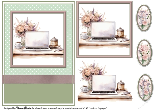 A5 Luscious Laptop 5 Card Front, Topper and sentiments with single ...