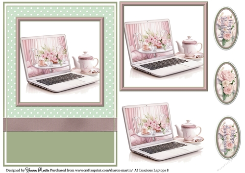 A5 Luscious Laptop 8 Card Front, Topper and sentiments with single ...