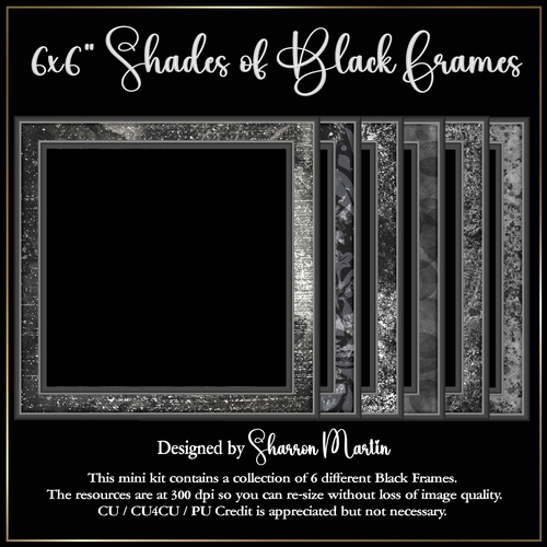 6x6 Shades of Black Frames - x6 Frames in PNG - CUP1296256_1495 ...