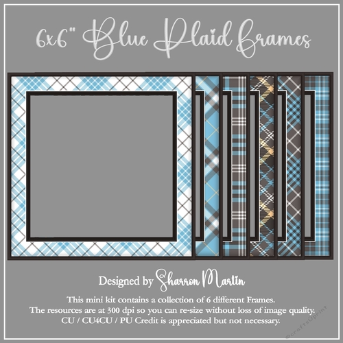 6x6 Blue Plaid Frames 1-6 in PNG - CUP1304028_1495 | Craftsuprint