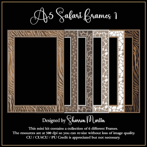 A5 Safari Frames 1-6 in PNG - CUP1311011_1495 | Craftsuprint