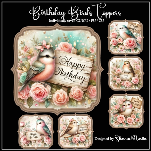 Birthday Birds Toppers/Frames 1-6 in PNG CU4CU/CU/PU - CUP1321607_1495 ...