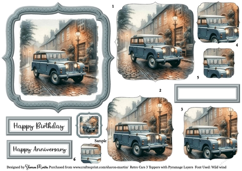 Retro Cars 3 Toppers / Frames x6 Layers Pyramage, and Sentiments CU4CU ...