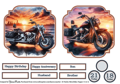 Large Toppers Harley Motorbikes 11 & 12 CU4CU/CU/PU - CUP1329398_1495 ...