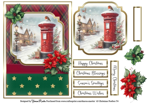 A5 Christmas Postbox Card Front 4, Topper, Sentiments and Decoupage ...