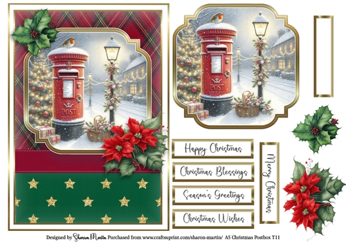 A5 Christmas Postbox Card Front 11, Topper, Sentiments and Decoupage ...