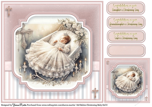 8x8 Babies Christening Day T8 (Pink) - CUP1336065_1495 | Craftsuprint