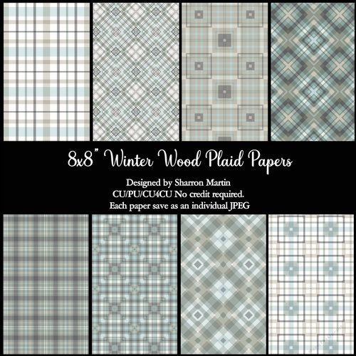 8x8 Winter Wood Plaid Papers 1-8 in JPEG - CUP1352868_1495 | Craftsuprint