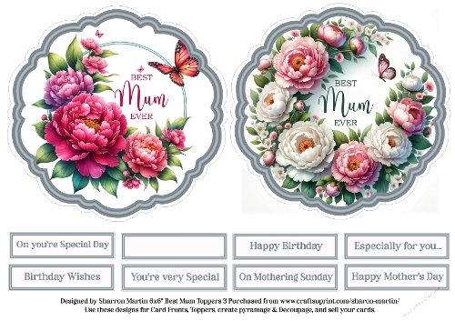 6X6 Mothers Day Floral Wreath Toppers 3 with Sentiments - CUP1367749 ...