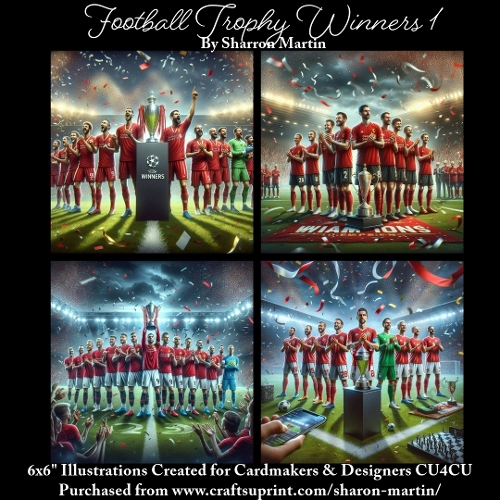 6x6 Football Winners Trophy 1 (Red) - Illustrations for Cardmakers ...