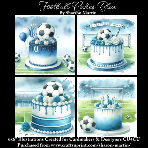 6x6 Football Cake Blue - Illustrations for Cardmakers & Designers ...