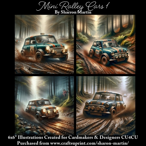 6x6 Mini Ralley Cars 1 - Illustrations for Cardmakers & Designers ...