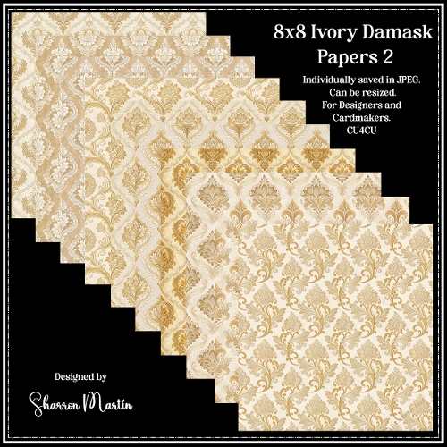 8x8 Ivory Damask Papers 11-20 - CUP1379335_1495 | Craftsuprint