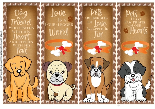 4 Cute dog toppers/bookmarks set 2 - CUP945317_539 | Craftsuprint