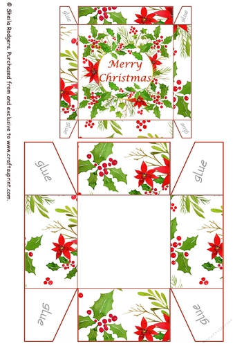 Gift Box - Christmas Poinsettia Wreath - CUP1005533_66 | Craftsuprint