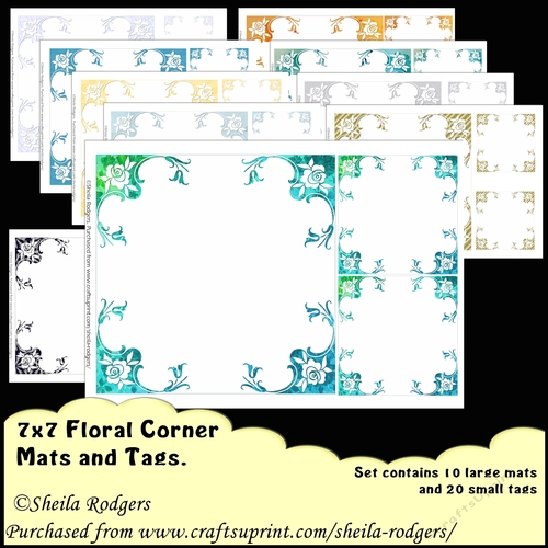 7x7 Floral Corner Mats and Tags - CUP1008143_66 | Craftsuprint