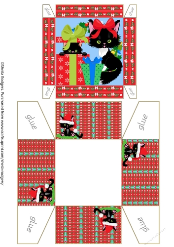 GIFT BOX - CHRISTMAS BLACK CATS - CUP1010058_66 | Craftsuprint