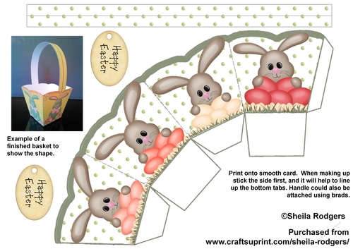 EASTER BASKET 1 - BUNNIES WITH EGGS - CUP1032733_66 | Craftsuprint