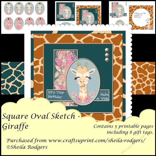 Square Oval Sketch - Giraffe - CUP1050394_66 | Craftsuprint