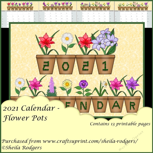 2021 Calendar - Flower Pots - CUP1053723_66 | Craftsuprint
