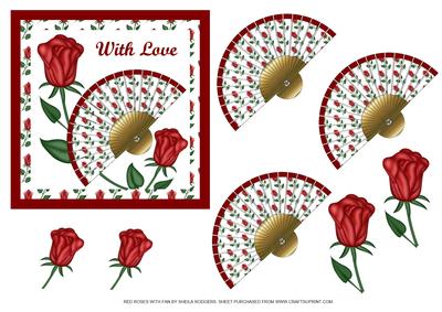 Red Roses with Fan - CUP105749_66 | Craftsuprint