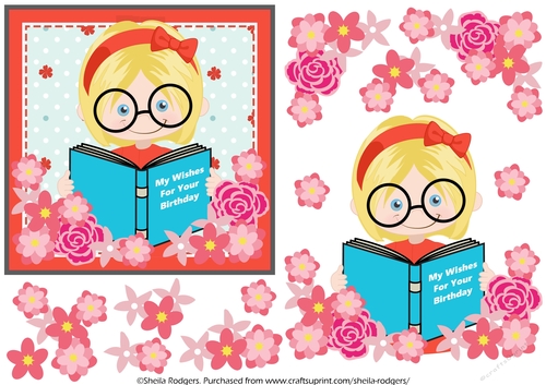 GIRL READING BIRTHDAY WISHES 2 - CUP1057655_66 | Craftsuprint