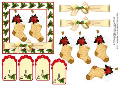Christmas Stockings in Holly Frame - CUP142433_66 | Craftsuprint