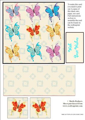 Nine Butterflies Exploding Card - CUP144554_66 | Craftsuprint
