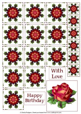 Red Rose with Tea Bag Tiles - CUP180550_66 | Craftsuprint
