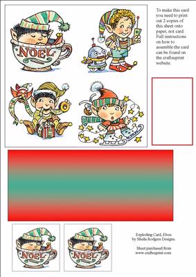 Exploding Card, Elves - CUP21959_66 | Craftsuprint