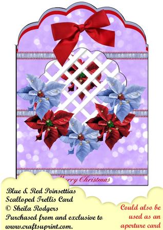 Blue & Red Poinsettias Scalloped Trellis/aperture Card Kit - CUP262958 ...