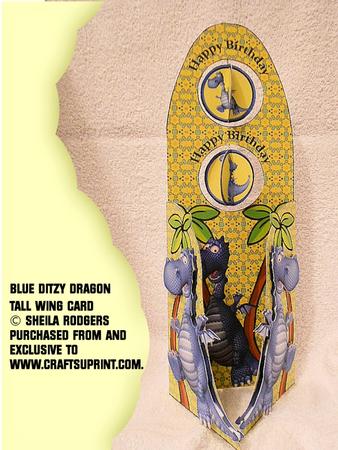 Tall Wing Card - Blue Ditzy Dragon - CUP276247_66 | Craftsuprint