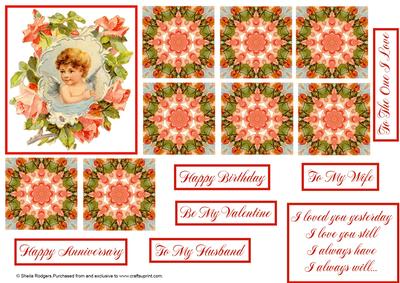 Cupid with Roses Topper and Teabag Tiles - CUP285757_66 | Craftsuprint