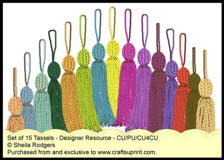 Set of 15 Tassels - Designer Resource - CUP300632_66 | Craftsuprint