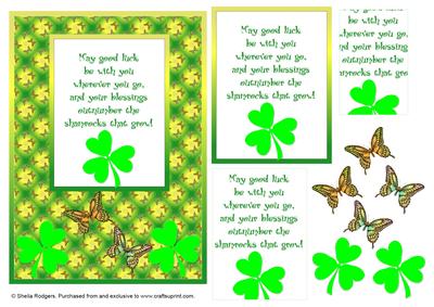St. Patrick's Day Shamrocks and Butterflies - CUP302113_66 | Craftsuprint