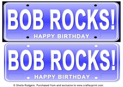 Number Plate - Bob Rocks! - CUP310303_66 | Craftsuprint