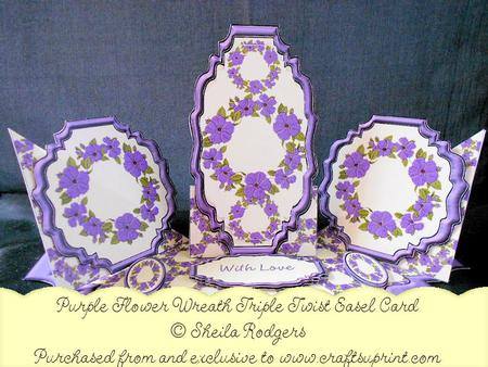 Triple Twist Easel Card - Purple Flower Wreath - CUP325235_66 ...