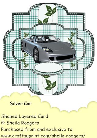 Shaped Layered Card - Silver Car - CUP332481_66 | Craftsuprint
