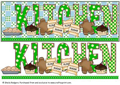 Room Sign - Kitchen in Green - CUP377072_66 | Craftsuprint