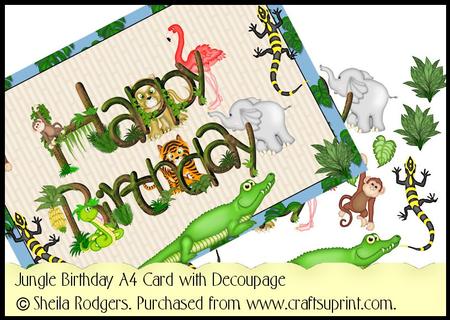 Jungle Birthday A4 Card with Decoupage - Mini Kit - CUP382642_66 ...