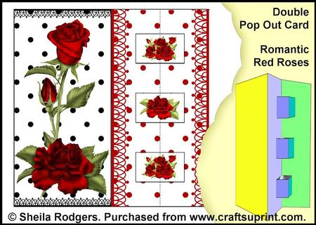 Double Pop Out Card - Romantic Red Roses - CUP389390_66 | Craftsuprint
