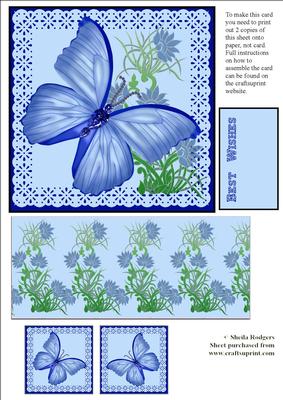 Exploding Card - Blue Butterfly with Gems - CUP399912_66 | Craftsuprint